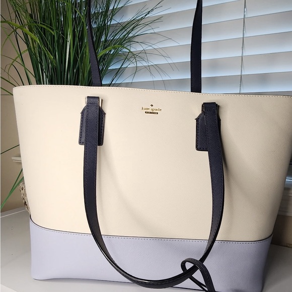 kate spade | Bags | Kate Spade Cream And Gray Structured Tote | Poshmark